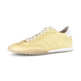 Gabor Damen Sneaker, Gr. 36gelb, wei&szlig;, Nappaleder, unifarben mit Farbeinsatz, Schuhe, Freizeitschuh, Halbschuh, Schn&uuml;rschuh mit Ziern&auml;hten