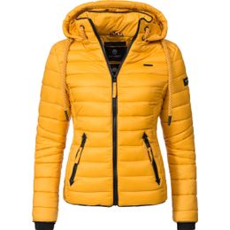 Navahoo Damen Steppjacke "Lulana", gelb, Gr. S, kontrastfarbene Details, Oberstoff: 100% Nylon. Futter: 100% Polyester. Wattierung: 100% Polyester.