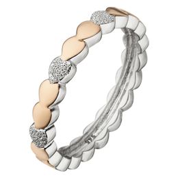 Jobo Damen Silberring "Herzen", 54, Silber 925 (Sterlingsilber), silber, Silber 925 (Sterlingsilber), Fingerringe, 925 Silber bicolor vergoldet