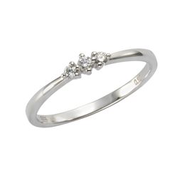 OROLINO Damen Fingerring "Gold 585 mit 3x Brillant zus. 0,10ct.", 054 (17,2), 0,1 SI = kleine Einschl&uuml;sse, Gold, wei&szlig;, Gold, Fingerringe