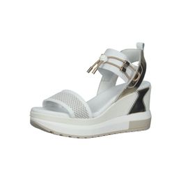 Nero Giardini Damen Keilsandalette "Nero Giardini Sandalen Lederimitat/Textil", Gr. 40, wei&szlig;, Lederimitat, Textil, Schuhe