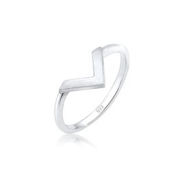 Elli Damen Fingerring "V-Form Matt Basic 925 Silber", 54mm, ohne Stein, Silber 925 (Sterlingsilber), 1,5mm, silber, Silber 925 (Sterlingsilber),