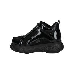 Buffalo Damen Plateausneaker "Buffalo Sneaker Leder/Textil", Gr. 39schwarz lack, Leder, Textil, Schuhe