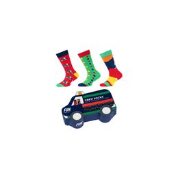 Fun Socks Damen Socken "Sockenbox 3er Pack", Gr. 23, blau, 66% Baumwolle, 29% Polyester, 3% Polymiad, 2% Elasthan, gemustert, Socken