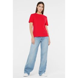 Damen Rundhalsshirt, rot, Gr. L, SENSES.THE LABEL, unifarben, Single Jersey, Material: 100% Baumwolle, Shirts, aus Baumwolle