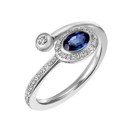 Firetti Damen Fingerring "Schmuck Geschenk Silber 925 Silberring blau glitzernd", 52, Silber 925 (Sterlingsilber), 1,9mm, blau, Silber 925