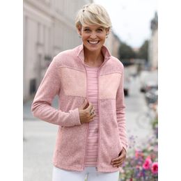 Damen Strickfleecejacke, rosa, Gr. 38, meliert, 100% Polyester, Jacken