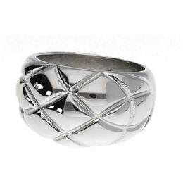Jacques Charrel Damen Fingerring "topmodern mit struckturierter Oberfl&auml;che, Edelstahl", 58, Edelstahl, silber, Edelstahl, Fingerringe