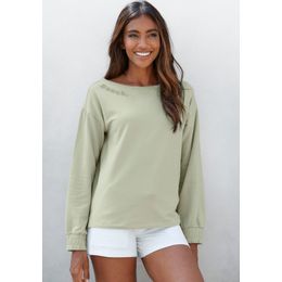 Damen Sweatshirt, BENCH. LOUNGEWEAR, Gr. 40, gr&uuml;n, angeraute Sweatware, Obermaterial: 95% Baumwolle, 5% Elasthan, unifarben, Basic, Sweatshirts, mit