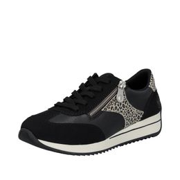 Rieker Damen Sneaker, Gr. 43schwarz kombiniert, Lederimitat, kontrastfarbene Details, Basic, Schuhe, Schn&uuml;rschuh, Halbschuh, Freizeitsneaker mit