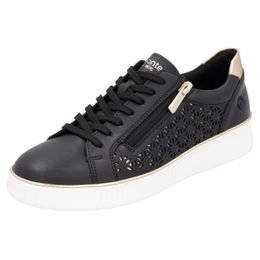 Remonte Damen Plateausneaker, Gr. 36, gold, Leder, Lederimitat, kontrastfarbene Details, Schuhe, Freizeitschuh, Schn&uuml;rer, Halbschuh mit Perforation