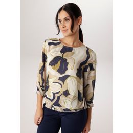 Damen Schlupfbluse, bunt, Gr. 42, Aniston SELECTED, bedruckt, gebl&uuml;mt, gemustert, Cr&ecirc;pe, Obermaterial: 100% Polyester, Blusen, mit Smokb&uuml;ndchen und