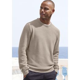 John Devin Herren Strickpullover, beige, Gr. S, unifarben, Strick, Obermaterial: 50% Baumwolle, 50% Polyacryl, Pullover, Pullover in modischer