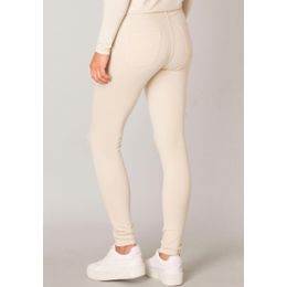 Base Level Damen Treggings, beige, Gr. 46, unifarben, Web, Obermaterial: 65% Viskose, 30% Nylon, 5% Elasthan, Hosen, mit elastischem Bund und Viskose