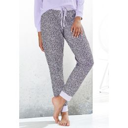 Damen Pyjamahose, VIVANCE DREAMS BY LASCANA, Gr. 40, lila, Jersey, Obermaterial: 100% Baumwolle, gemustert, Hosen, mit Allover-Druck