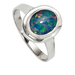 Jobo Damen Goldring "Ring mit Opal-Triplette", 54, Wei&szlig;gold 585, wei&szlig;, Wei&szlig;gold 585, Fingerringe, 585 Wei&szlig;gold