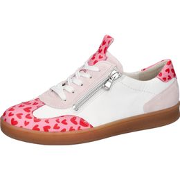 Waldl&auml;ufer WALDL&Auml;UFER Damen Sneaker "H-DAISY", Gr. 6wei&szlig;, ros&eacute;, pink, Nappaleder, Textil, Veloursleder, kontrastfarbene Details, Schuhe, Schn&uuml;rschuh, Halbschuh,