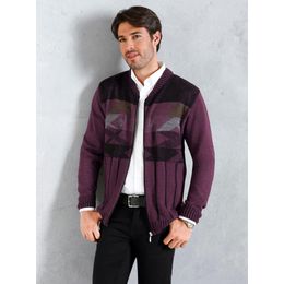 CLASSIC Herren Strickjacke, rot, Gr. 46, gemustert, mehrfarbig, 100% Polyacryl, Strickjacken