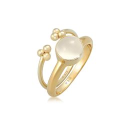 Elli Premium Damen Solit&auml;rring "Mondstein Rund Kugel 2er Set 925 Silber", 54mm,mit Steinen, Silber 925 (Sterlingsilber), gold, Silber 925