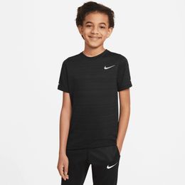 Nike Jungen T-Shirt "B NK DF SS MILER TOP", schwarz, Gr. M, Obermaterial: 100% Polyester, Shirts, F&uuml;r Kinder und Jugendliche