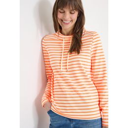 Cecil Damen Langarmshirt, orange, Gr. XXL, gestreift, Jersey, Obermaterial: 50% Baumwolle, 50% Modal, Shirts, mit Streifenmuster