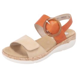 Remonte Damen Keilsandalette, Gr. 36, orange, Leder, Lederimitat, Schuhe, Sommerschuh, Riemchensandale, praktische Klettverschl&uuml;sse