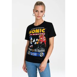 logoshirt Damen T-Shirt "Sonic vs. Dr. Eggman", schwarz, Gr. XXL, bedruckt, 100% Baumwolle, Shirts, mit lizenziertem Originaldesign
