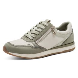 Tamaris Damen Plateausneaker, Gr. 40, gr&uuml;n, Lederimitat, Textil, kontrastfarbene Details, Schuhe, Schn&uuml;rschuh, Freizeitschuh, Halbschuh in veganer