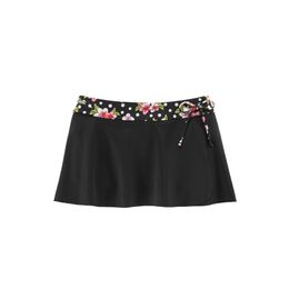 Lascana Damen Bade-Rock, schwarz, Gr. 50, floral, gepunktet, Polyamid, Badehosen, mit integrierter Bikinihose