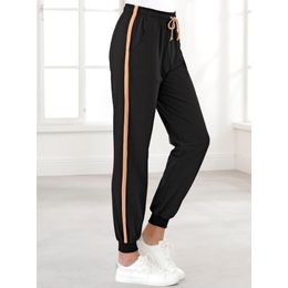 Damen Schlupfhose, schwarz, Gr. 46, unifarben, 100% Baumwolle, Hosen