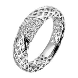 Jobo Damen Fingerring, 56, Silber 925 (Sterlingsilber), silber, Silber 925 (Sterlingsilber), Fingerringe, breit 925 Silber mit 14 Zirkonia