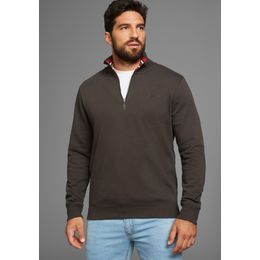 H.I.S. H.I.S Herren Sweatshirt, grau, Gr. M, unifarben mit Farbeinsatz, Sweatware, Obermaterial: 60% Baumwolle, 40% Polyester, Sweatshirts, unifarben, aus