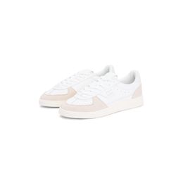Tommy Jeans Damen Plateausneaker "THE GREENWICH EDGE LEATHER", Gr. 36, beige, Leder, unifarben mit Farbeinsatz, Schuhe, Freizeitschuh, Halbschuh,