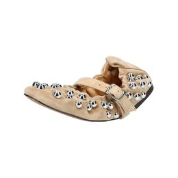 Steve Madden Damen Riemchenballerina "Steve Madden Ballerinas Leder", Gr. 37, beige, Leder, Schuhe