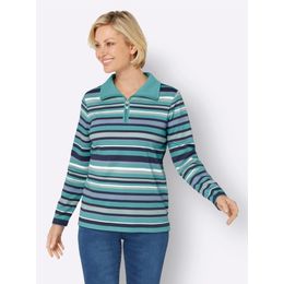 Classic Basics Damen Sweatshirt, blau, Gr. 44, gemustert, gestreift, mehrfarbig, 100% Baumwolle, Sweatshirts