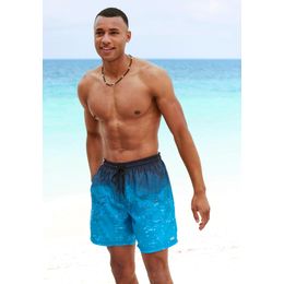 H.I.S. H.I.S Herren Badeshorts, blau, Gr. XL, Farbverlauf, bedruckt, Microfaser, Recycling-Polyester, Badehosen, mit Farbverlauf