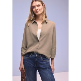 Street One Damen Hemdbluse, beige, Gr. 34, unifarben, Web, Obermaterial: 100% Lyocell, Blusen, im Washed-Look, 3/4-Arm