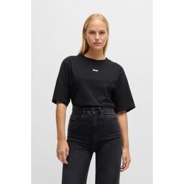 BOSS Orange Damen T-Shirt "Enis Premium Damenmode", schwarz, Gr. M, unifarben, Single Jersey, Obermaterial: 100% Baumwolle, Shirts, mit weiten &Auml;rmeln