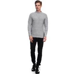 Rusty Neal Herren Strickpullover, grau, Gr. S, unifarben, 75% Polyacryl, 25% Baumwolle, Pullover, mit elegantem Stehkragen