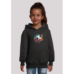 F4NT4STIC Kinder Kapuzenpullover "Bunte Fu&szlig;ball Grafik", schwarz, Gr. 110, Obermaterial: 65% Baumwolle, 35% Polyester, Pullover, Premium Qualit&auml;t