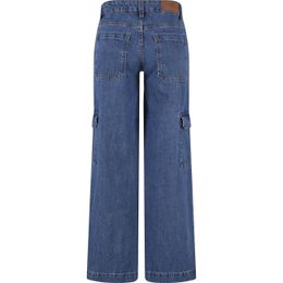 Urban Classics Damen Cargohose "Urban Classics Damen Ladies Low Waist Cargo Pants"indigo washed, Gr. 27, unifarben, 100% Baumwolle, Hosen
