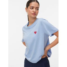 V&eacute;ro Moda VERO MODA Damen T-Shirt "VMSOPHIE METTE SS TOP BOX JRS GA"brunnera blau print:be mine, Gr. S, unifarben, Jersey, Obermaterial: 100% Baumwolle,