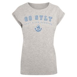 F4NT4STIC Damen T-Shirt "PLUS SIZE Go Sylt", grau, Gr. XXL, Obermaterial: 100% Baumwolle, Shirts, Print