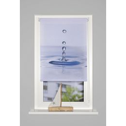 Raffrollo Home Wohnideen, B:80cm H:150cm, blau, Obermaterial: 100% Polyester, Badezimmer, Raffrollos, "FARO", Kettenzugrollo, digital bedruckt