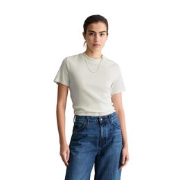 Marc O'Polo Damen T-Shirt "aus elastischem Bio-Baumwolle-Mix", wei&szlig;, Basic, Gr. L, MARC O'POLO DENIM, unifarben, Obermaterial: 96% Baumwolle, 4% Elasthan, Shirts