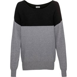 bonprix Damen Strickpullover "Oversize-Pullover", schwarz, Gr. 40, mehrfarbig, Feinstrick, Obermaterial: 50% Viskose, 28% Polyamid, 22% Polyester,