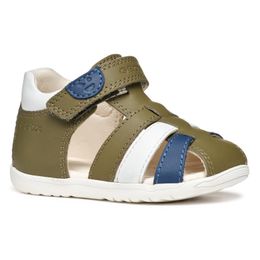 Geox Baby Lauflernschuh "B SANDAL MACCHIA BOY", Gr. 20, gr&uuml;n, Leder, Synthetik, Schuhe, Sandale, Babyschuh, Klettschuh mit bunten Riemchen