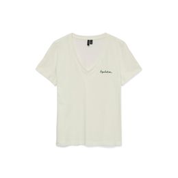 V&eacute;ro Moda VERO MODA Damen Kurzarmshirt "VMVIOLA VENESSA SS TOP BOX JRS"snow wei&szlig; print:reputation, Gr. XL, bedruckt, Jersey, Obermaterial: 100% Baumwolle,