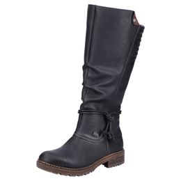Rieker Damen Winterstiefel, Gr. 36, schwarz, Lederimitat, Schuhe, Langschaftstiefel, Blockabsatz, mit Rieker-TEX-Membran
