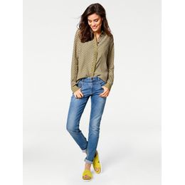 Damen Druckbluse, gelb, Gr. 42, Rick Cardona BY HEINE, bedruckt, gemustert, 100% Viskose, Blusen